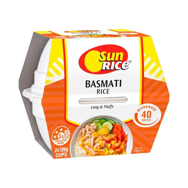 Buy Sunrice Microwave Basmati Rice Cup 2x120g 240g | Coles