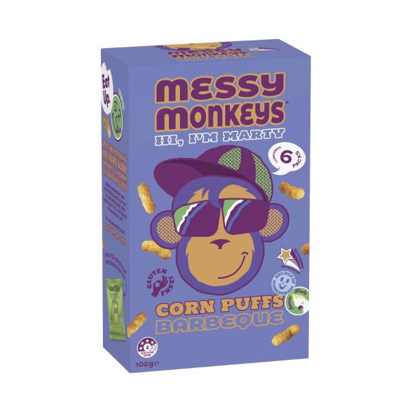 Buy Messy Monkey Puffs Bbq 102g | Coles