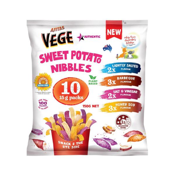 Buy Vege Sweet Potato Nibbles Multipack Chips 10x15g 150g | Coles