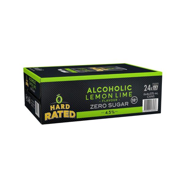 Buy Hard Rated Lemon Lime Zero Sugar Can 375ml 24 Pack | Coles