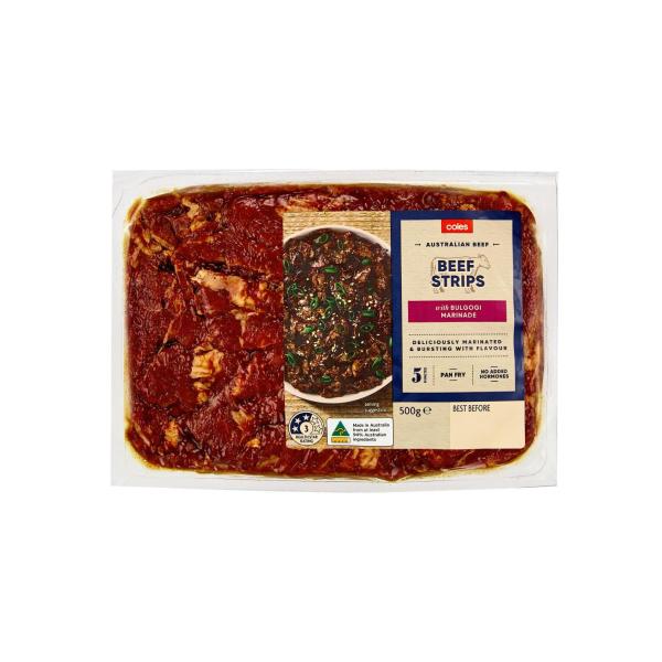Buy Coles Beef Strips With Bulgogi Marinade 500g | Coles