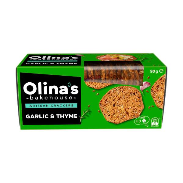 Buy Olina's Bakehouse Artisan Crackers Garlic & Thyme 90g | Coles