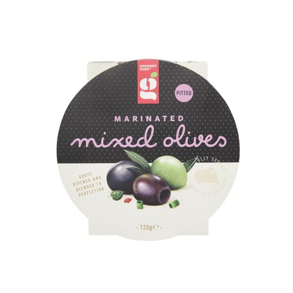 Buy Gs Marinated Pitted Mixed Olives 120 GRAM | Coles