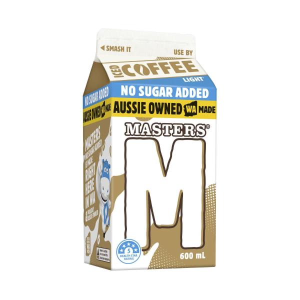 Buy Masters Light No Added Sugar Iced Coffee 600mL | Coles