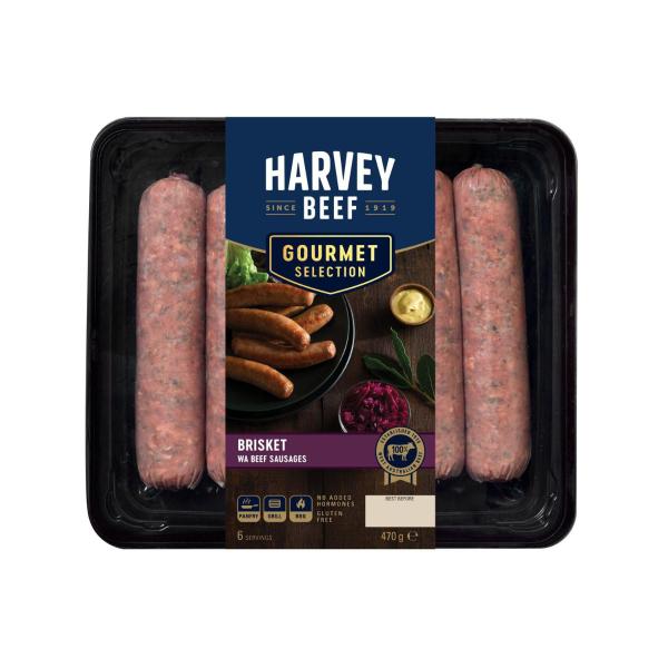 Buy Harvey Beef Gourmet Selection Beef & Brisket Sausages 470g | Coles