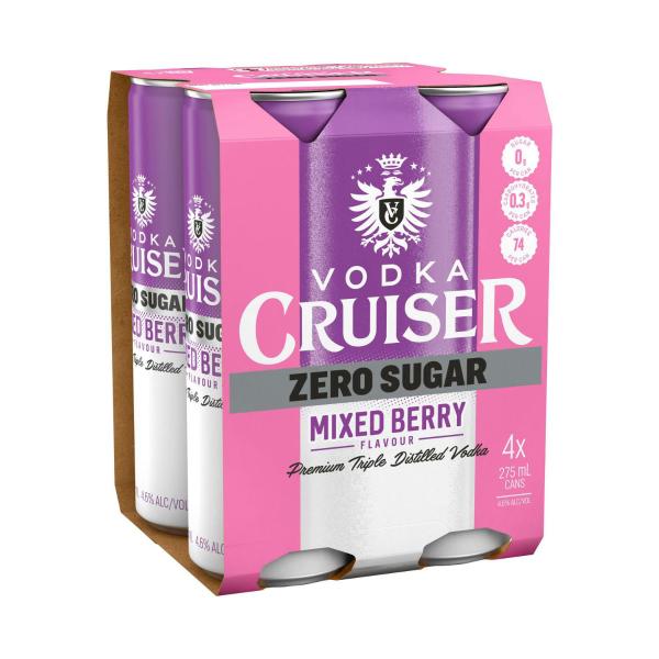 Buy Vodka Cruiser Sugar Free Mixed Berry Can 275ml 4 Pack | Coles