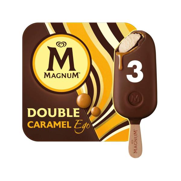 Buy Magnum Frozen Dessert Double Caramel Ego 3 Pack 255ML | Coles