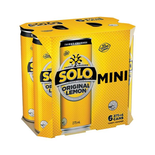 Buy Solo Lemon Soft Drink 6x275ml 6 Pack | Coles