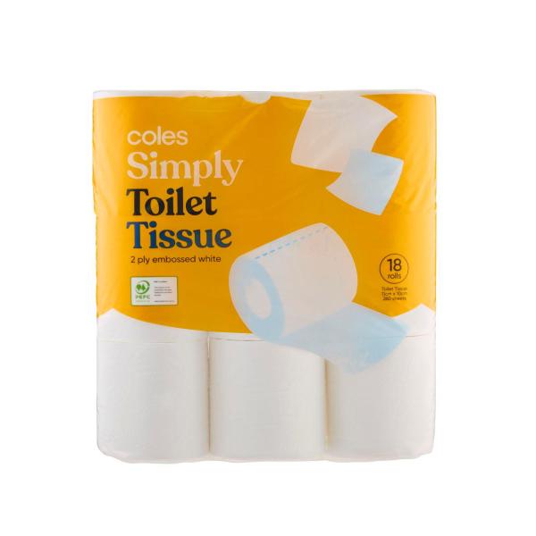 Buy Coles Simply 2-ply White Toilet Paper 18 Pack | Coles