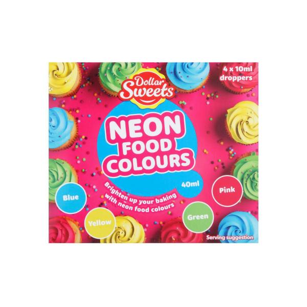 Buy Dollar Sweets Neon Food Colours 4 Pack 40mL | Coles