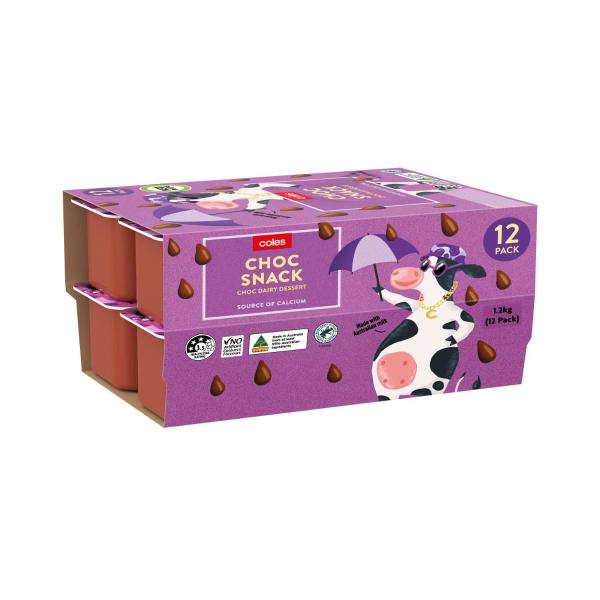 Buy Coles Chocolate Dairy Dessert 12 Pack 1.2kg | Coles