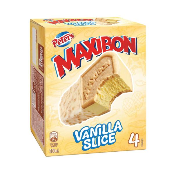 Buy Peters Maxibon Vanilla Slice Ice Cream 4 Pack 560mL | Coles